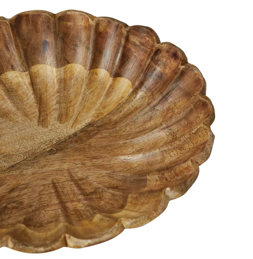 Mango wood scalloped catchall - nest & nook housewares